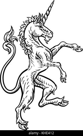 Medieval heraldic animal sketch, horse dragon with fish or mermaid tail ...