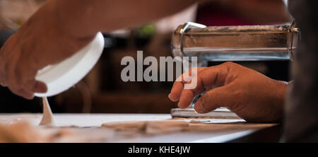 Timber Pizza Company staff prepares the dough for empanadas in ...