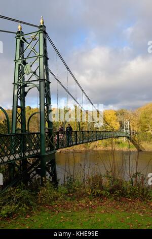 Pitlochry suspension bridge over the River Tummel, Scotland, UK Stock ...