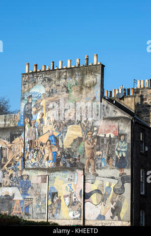 Leith, Edinburgh, Scotland, UK. Mural on gable wall end depicting Leith ...