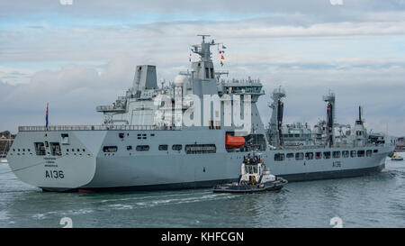 RFA Tidespring (A136), a Tide-class fast fleet tanker operated by the ...