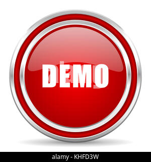 Demo icon. Internet button on metallic background Stock Photo - Alamy