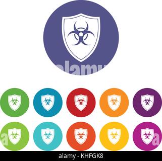 Shield with a biohazard sign icons set Stock Vector Image & Art - Alamy