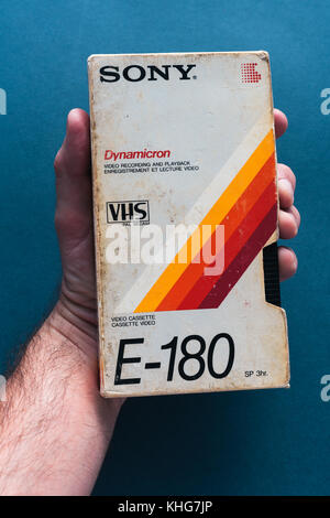 In the hand of a man old videotape format VHS Stock Photo - Alamy