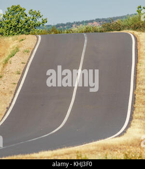 High slope road gradient change in the country Stock Photo - Alamy