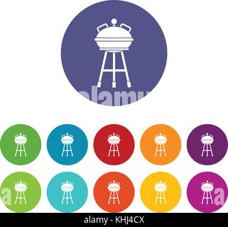 Kettle barbecue icons set Stock Vector Image & Art - Alamy