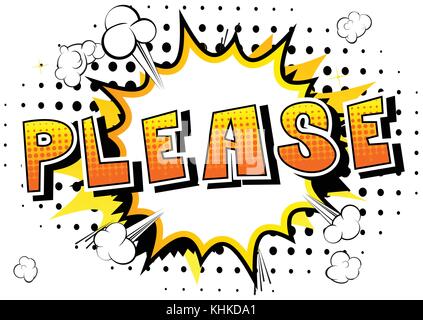 Please - Comic book style word seamless pattern on white background ...