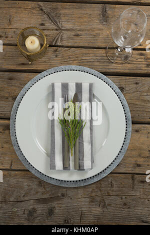 Overhead of elegance table setting on white background Stock Photo - Alamy