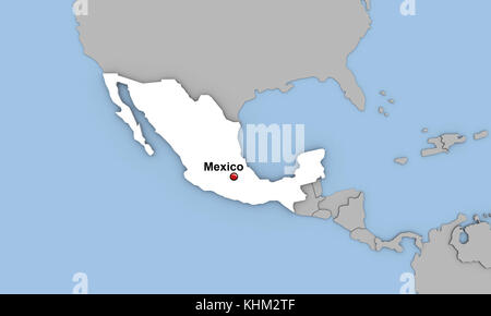 Mexico red highlighted in map of North America Stock Photo - Alamy