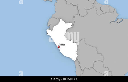 Lima red highlighted in map of Peru Stock Photo - Alamy
