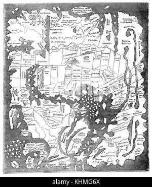 Black & White Illustration of a Map of Anglo Saxon Britian in the 7th ...