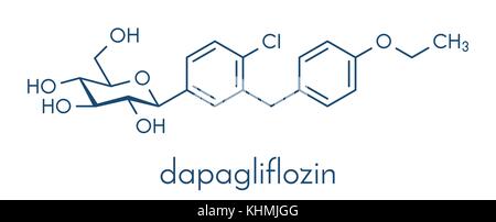 Dapagliflozin diabetes drug molecule. Inhibitor of sodium-glucose ...