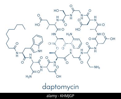 Daptomycin antibiotic drug molecule. Skeletal formula Stock Vector ...