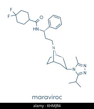 Maraviroc HIV drug molecule (entry inhibitor class). Skeletal formula ...