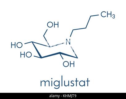 Miglustat Gaucher disease drug molecule. Skeletal formula Stock Vector ...