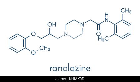 Ranolazine antianginal drug molecule. Used in treatment of chronic ...