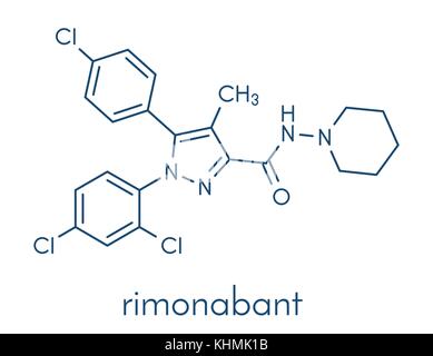Rimonabant obesity drug molecule (withdrawn). Skeletal formula Stock ...