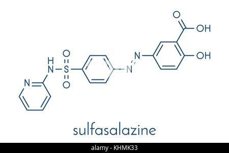 Sulfasalazine drug molecule. Used in treatment of rheumatoid arthritis ...