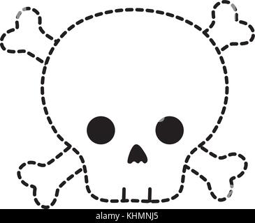 dotted shape dancer skull bones caution inside laptop technology vector ...