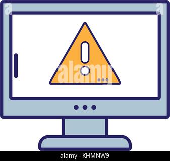 caution emblem alert inside computer technology vector illustration ...