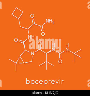 Boceprevir hepatitis C virus (HCV) drug molecule. Stylized skeletal ...