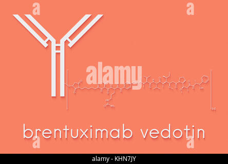 Brentuximab vedotin antibody-drug conjugate molecule. Stylized antibody ...