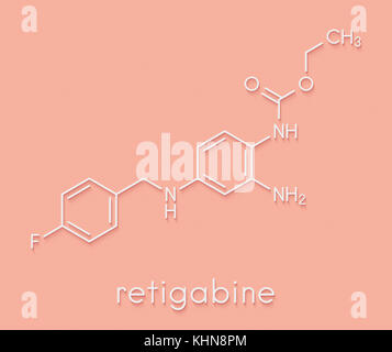 Retigabine (ezogabine) anticonvulsant drug molecule. Used in treatment ...
