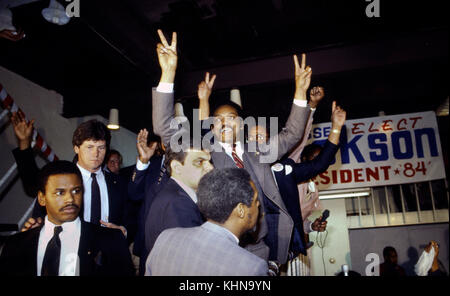 Jesse Jackson campaigns during his 1984 bid for President of the United ...