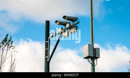 speed measurement on the road with radar, vehicle traffic on the street ...