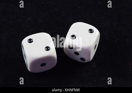 A pair white of dice showing Double Three Stock Photo - Alamy