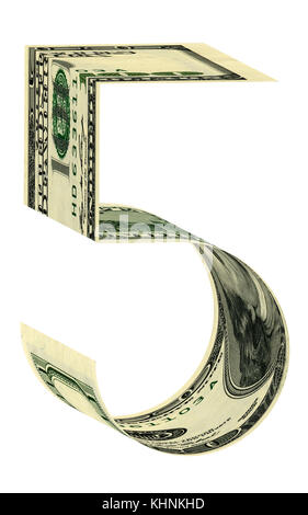 The five dollars isolated on the white background Stock Photo - Alamy