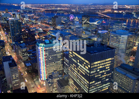 Canada, Quebec, Montreal, skyline, aerial view, night Stock Photo - Alamy