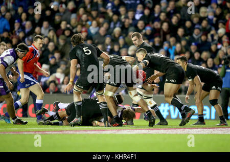 Scotland's Jonny Gray scores his sides fourth try during the Autumn ...
