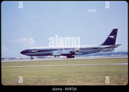 1960s, historical, a BOAC Boeing 707 jet aircraft parked at Heathrow ...