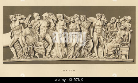 Plaque depicting the sacrifice of Iphigenia, daughter of King Agamemnon ...