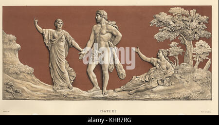 Plaque showing the choice of Hercules between Virtue and Vice ...
