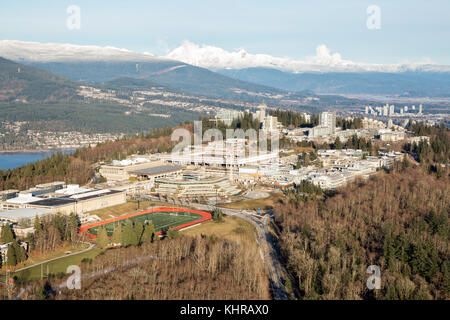 Aerial view of Simon Fraser University (SFU) on Burnaby Mountain Stock ...
