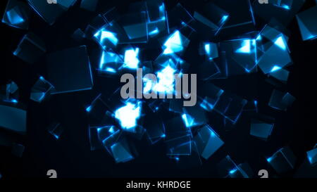 Flying blue rectangular cubes Stock Photo - Alamy