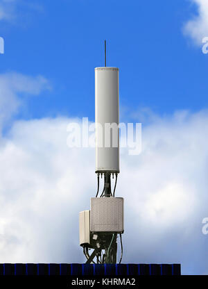 Mast of cellular communication with microwave radio antenna equipment ...