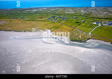 Aerial view of Inishmore or Inis Mor, the largest of the Aran Islands ...