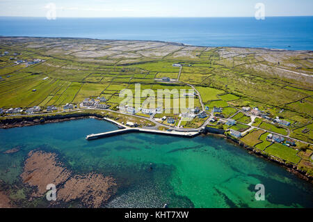 Aerial view of Inishmore or Inis Mor, the largest of the Aran Islands ...