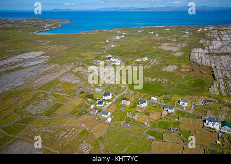 Aerial view of Inishmore or Inis Mor, the largest of the Aran Islands ...