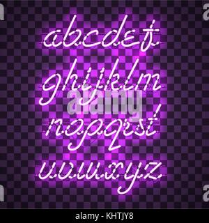Glowing Purple Neon Lowercase Script Font Stock Vector Image & Art - Alamy