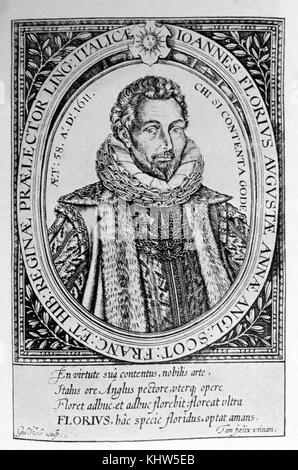 Portrait of John Florio (1553-1625) an Italian linguist, lexicographer ...