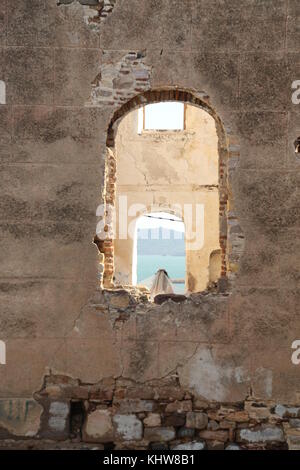 Historical stone building, windows to sea Stock Photo - Alamy