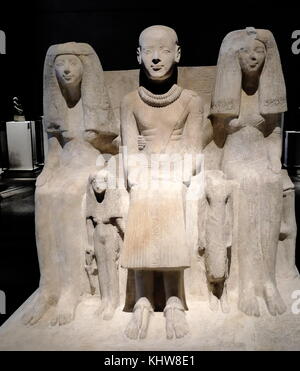 Statue of a family group of Ptah-mai, chief of the Wab-priests of Ptah ...