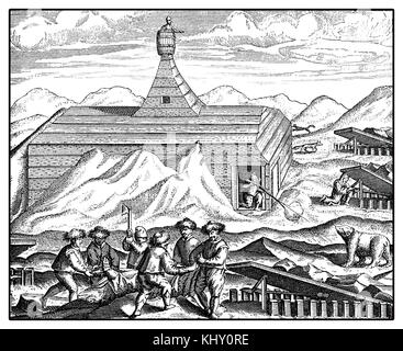 William Barents expedition to Artic in the XVI century, crew camp life ...