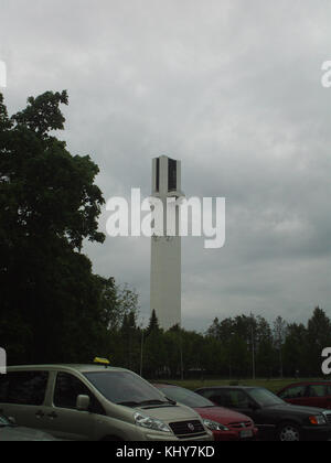 Lakeuden Risti church by Alvar Aalto, interior detail with pulpit. The ...