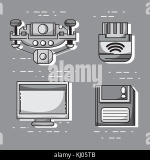 set technology patches data information vector illustration Stock ...