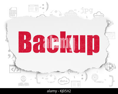 Database concept: Backup on Torn Paper background Stock Photo - Alamy